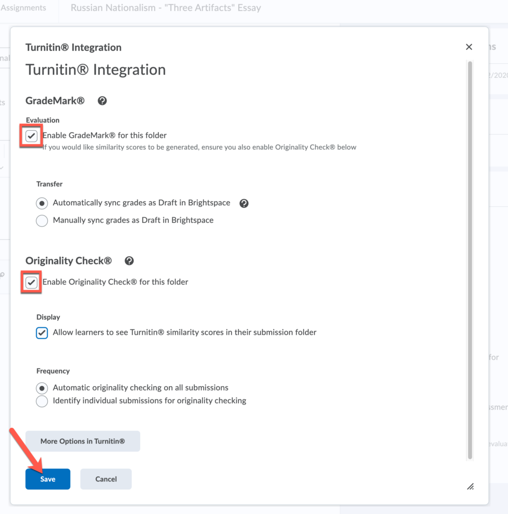 Enabling Turnitin on an Assignment | Brightspace | Vanderbilt University
