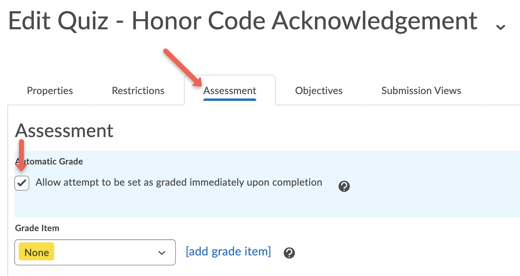 Creating an Honor Code quiz | Brightspace | Vanderbilt University