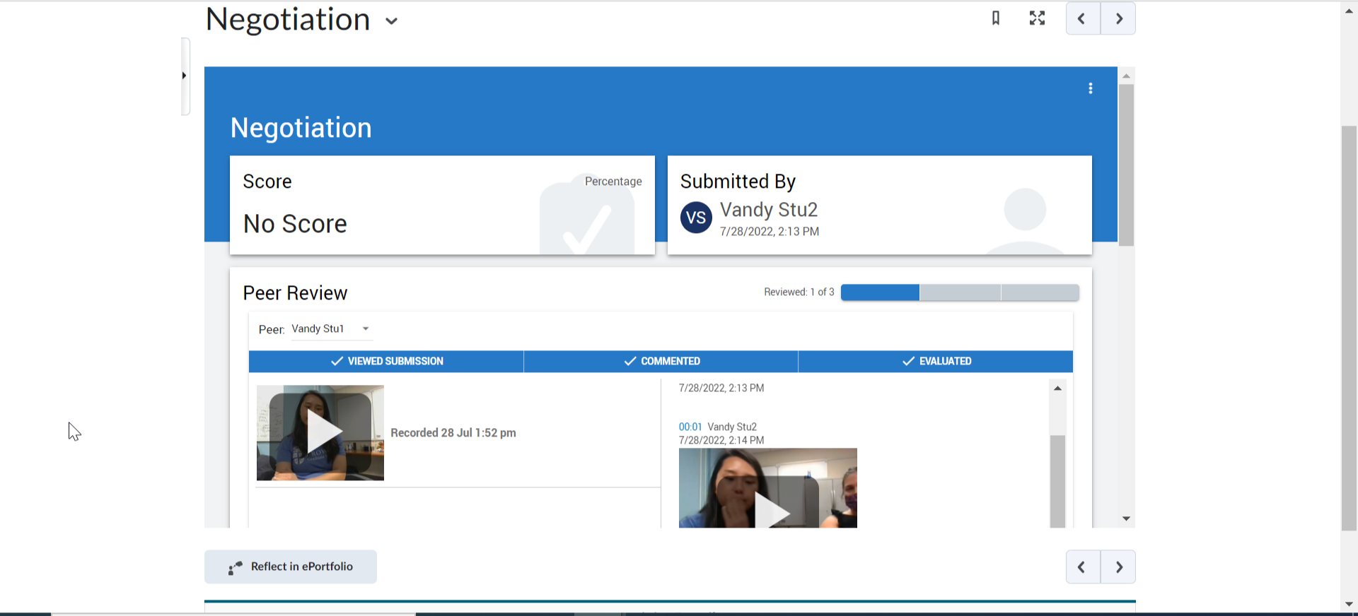How do I view peer feedback on the submissions? | Brightspace | Vanderbilt University