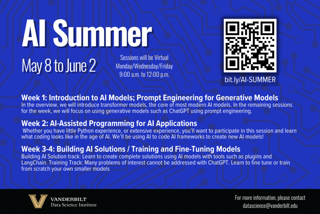 Vanderbilt Data Science hosting AI Summer workshop | DSI | Vanderbilt University
