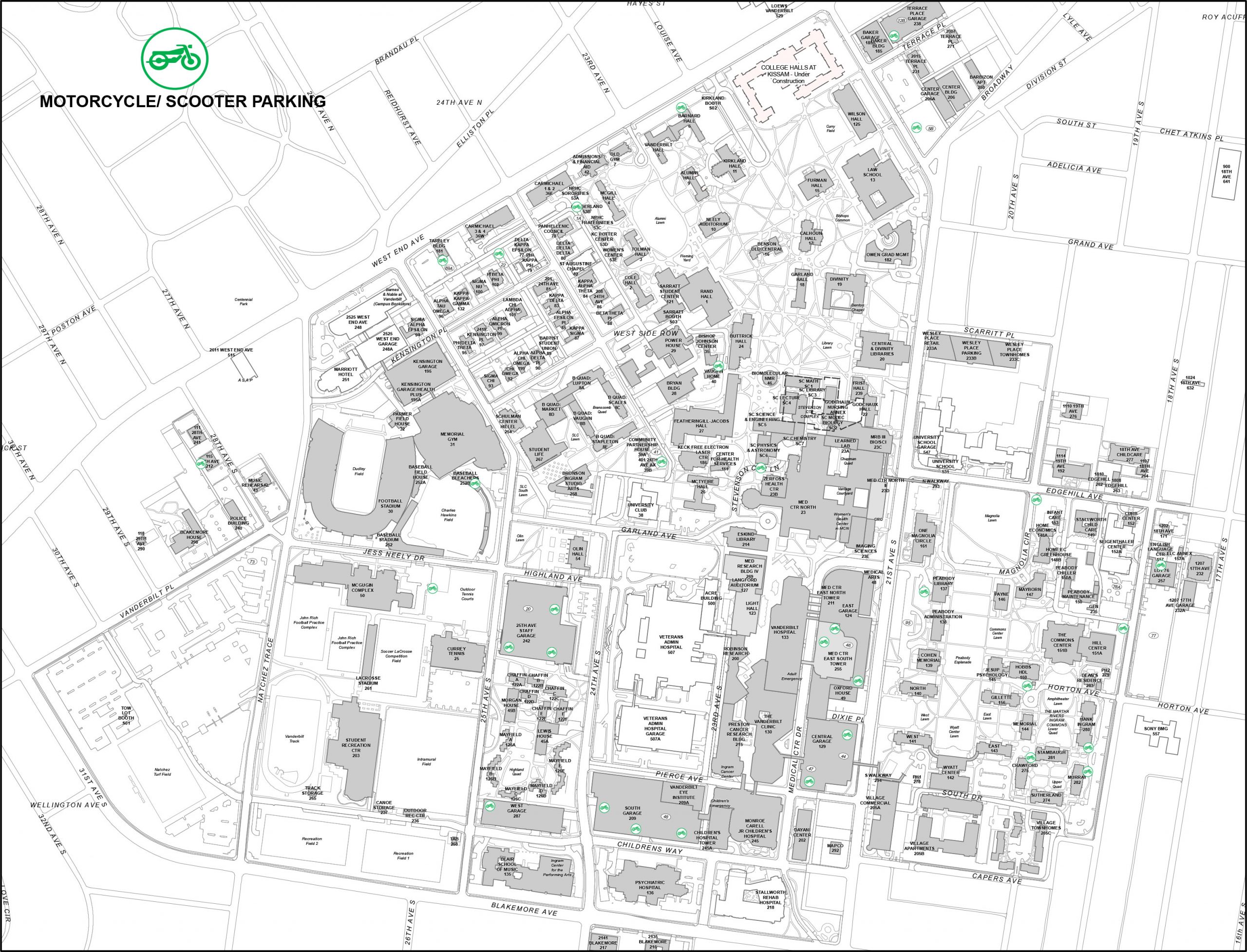 Motorcycle Parking Map | Transportation and Parking | Vanderbilt University