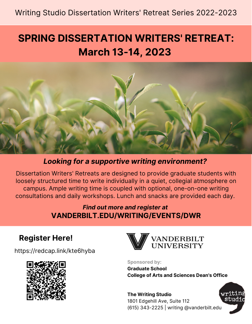 Dissertation Writers’ Retreats | The Writing Studio | Vanderbilt University