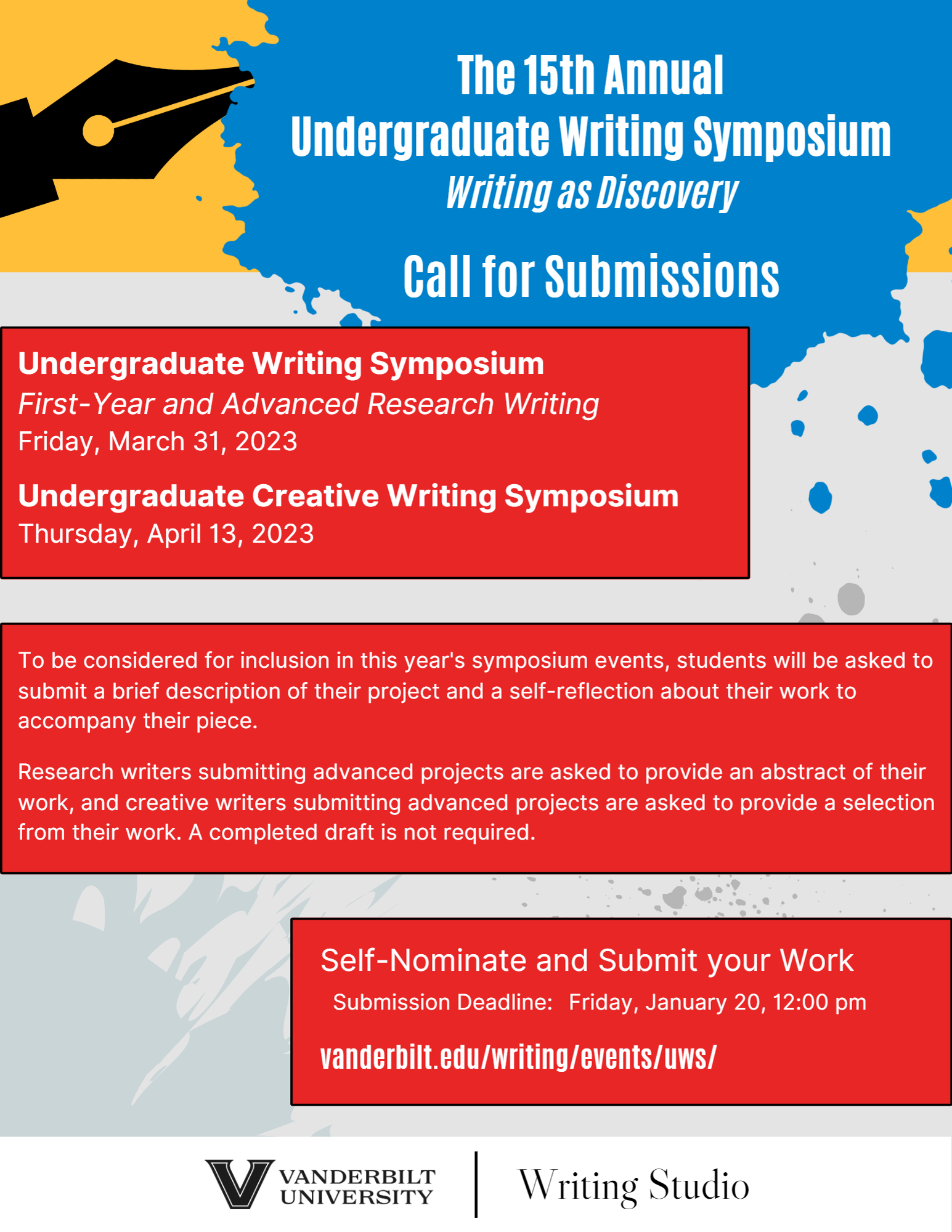 Call for Submissions – 15th Annual Undergraduate Writing Symposium ...